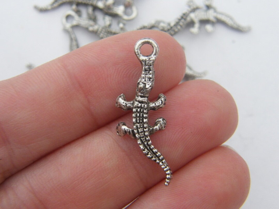 10 Crocodile Alligator Charms Antique Silver Tone A16 - Etsy