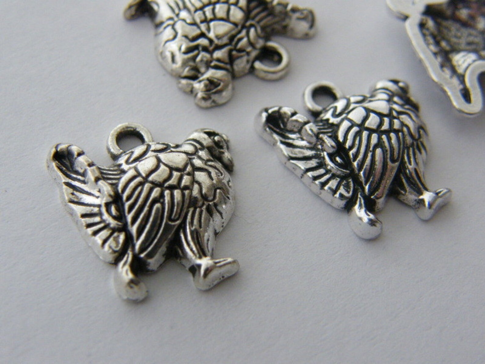 4 Turkey Charms Antique Silver Tone B153 - Etsy