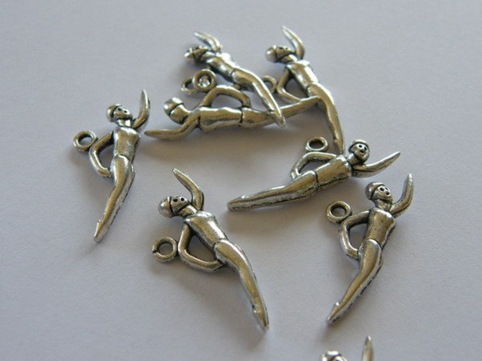 BULK 30 Swimming Girl Charms Tibetan Silver SP56 | Etsy