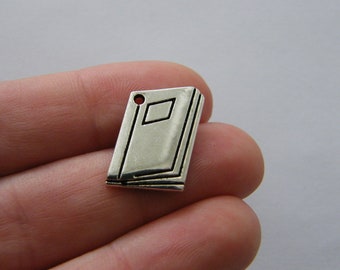 50pcs Mini Book Charms Reading Charm Antique Silver Tone 12x11mm Cf0511 ...