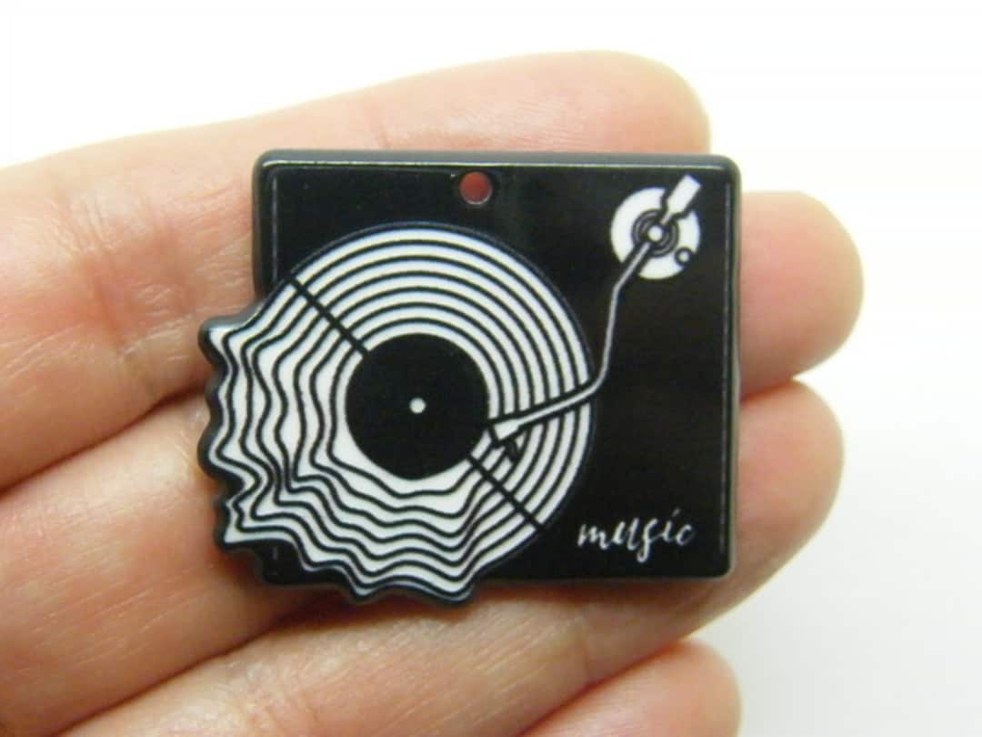 12 Record Player Music Pendants Black White Acrylic MN21 - Etsy