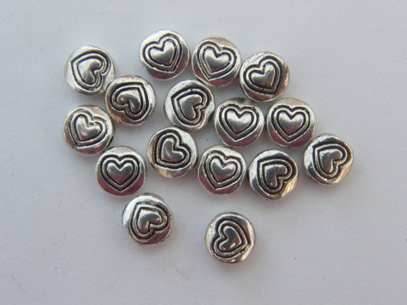 30 Heart Spacer Beads Antique Silver Tone H72 - Etsy