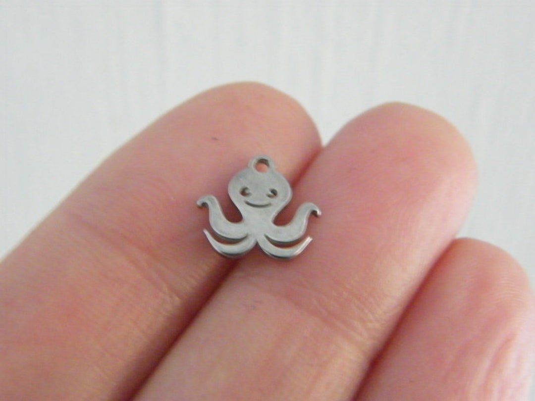 4 Octopus Charms Silver Tone Stainless Steel FF585 - Etsy