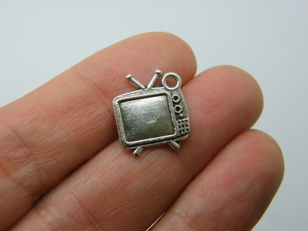 10 TV Television Charms Antique Silver Tone P135 - Etsy
