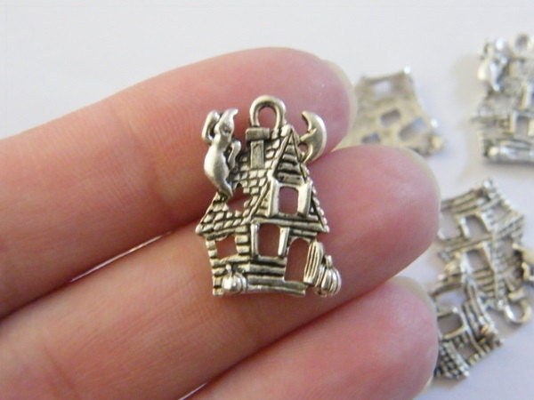 8 Halloween Haunted House Charms Tibetan Silver HC111 - Etsy