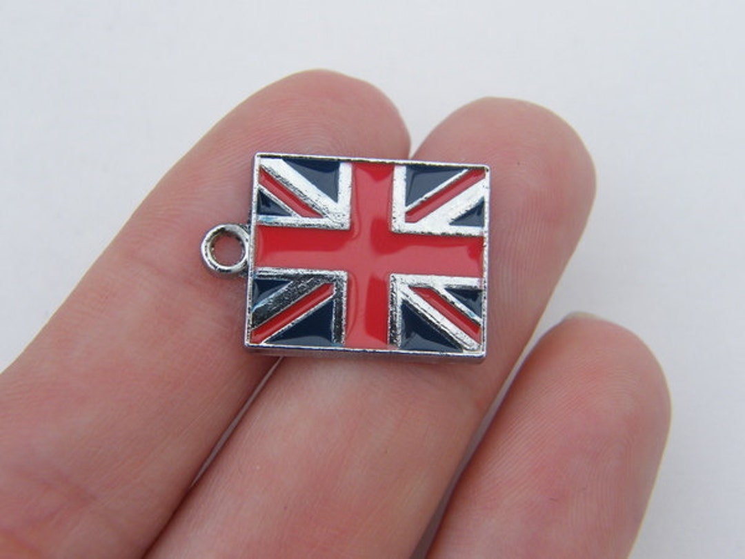 2 United Kingdom Flag Charms Silver Tone WT83 - Etsy