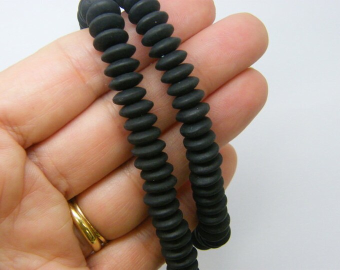 110 Black Beads Flat Round Polymer Clay OB172 - Etsy