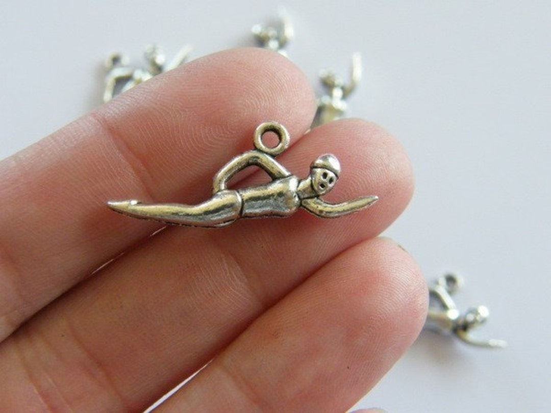 6 Swimming Girl Charms Tibetan Silver SP56 - Etsy