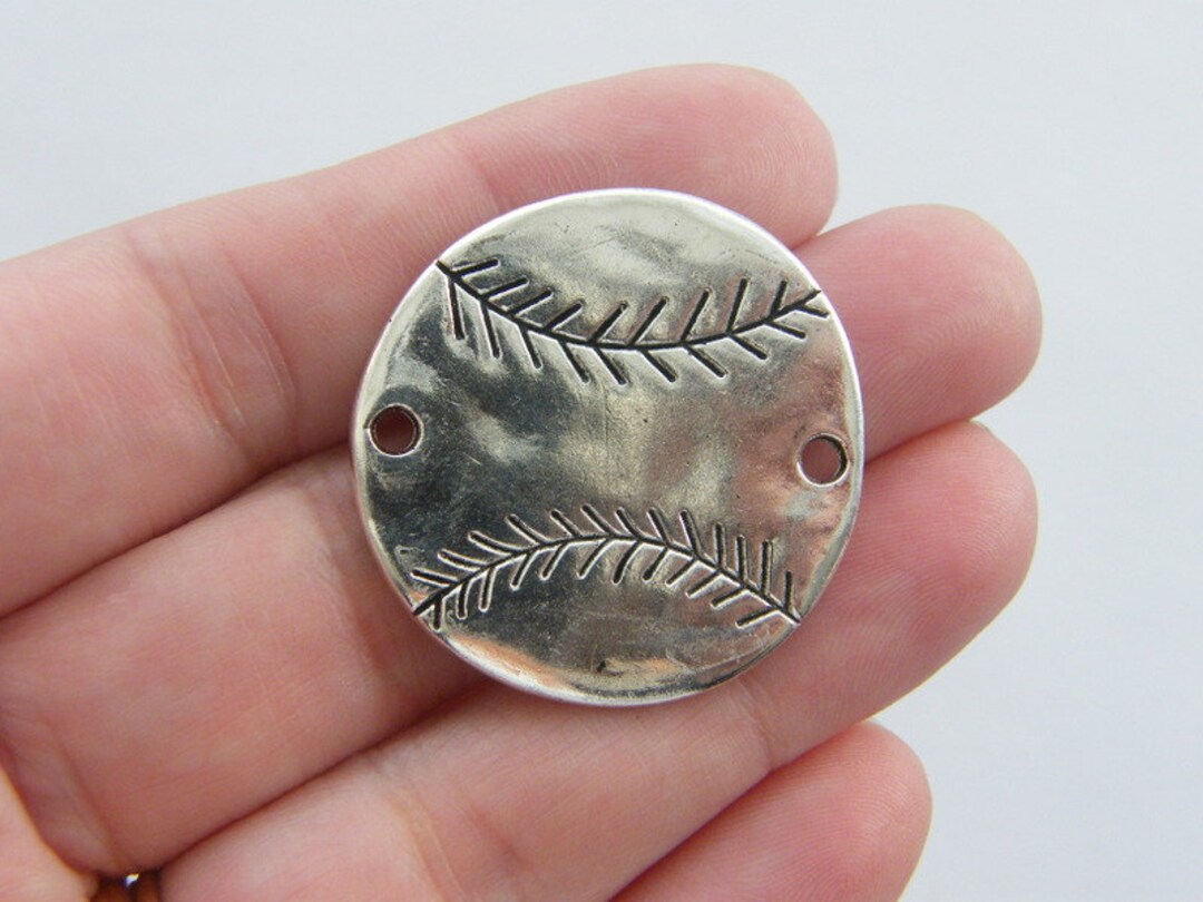 BULK 10 Baseball Ball Connector Charms Antique Silver Tone SP43 - Etsy