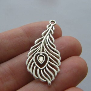 6 Peacock Feather Charms Antique Silver Tone B226 - Etsy