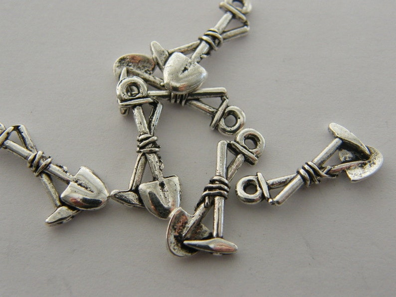 12 Spade and Pick Charms Antique Silver Tone P451 - Etsy
