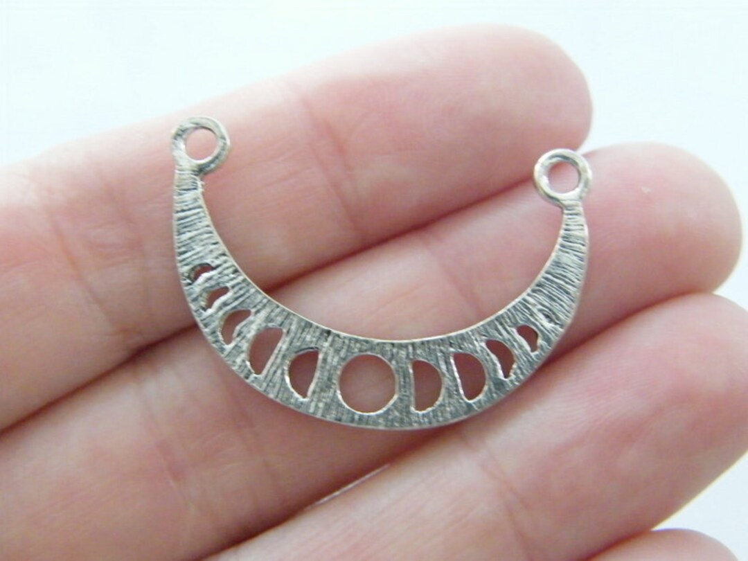 16 Phases of the Moon Crescent Connector Charms Antique Silver Tone M51 ...