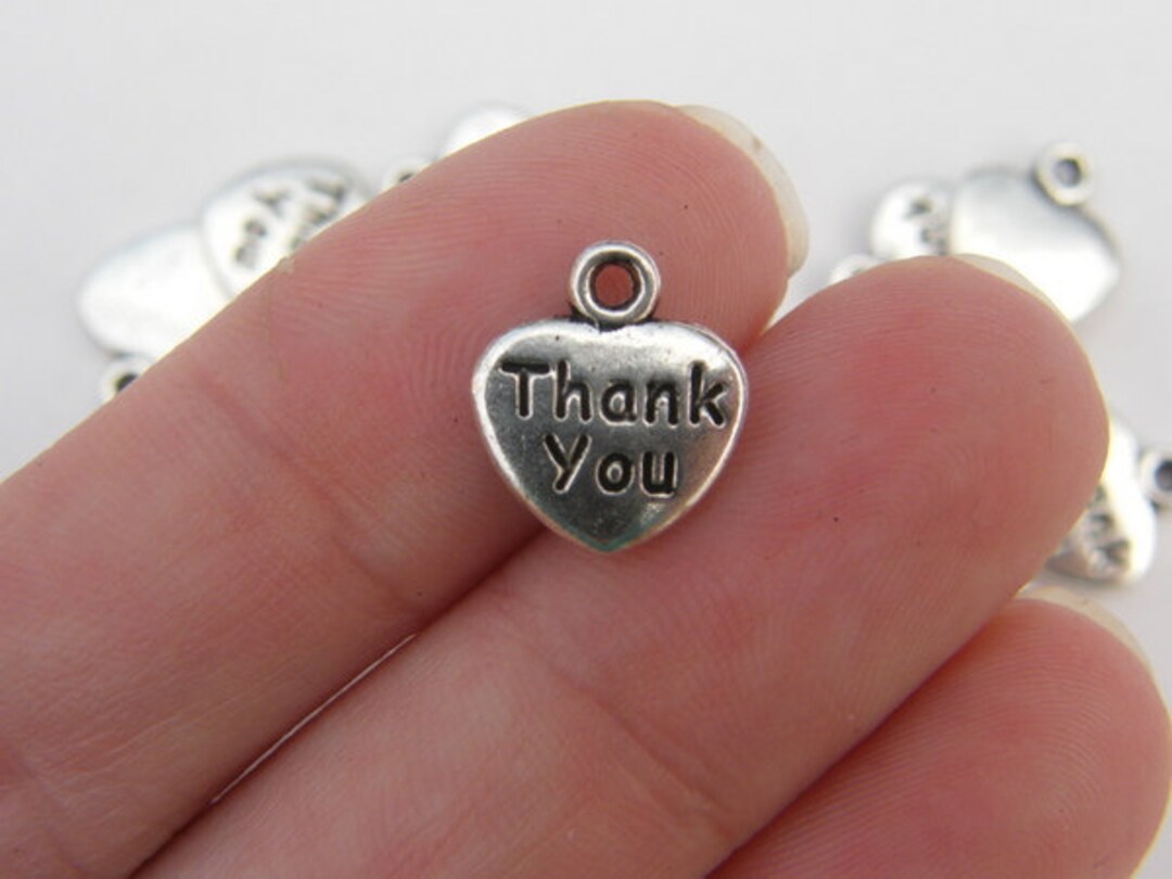 8 Thank You Heart Charms Tibetan Silver H61 - Etsy