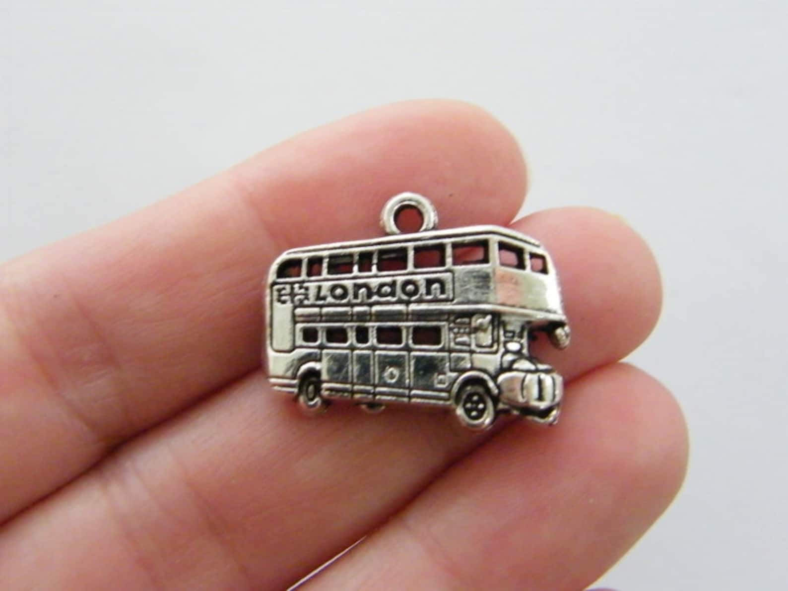 6 London Bus Charms Antique Silver Tone WT17 - Etsy