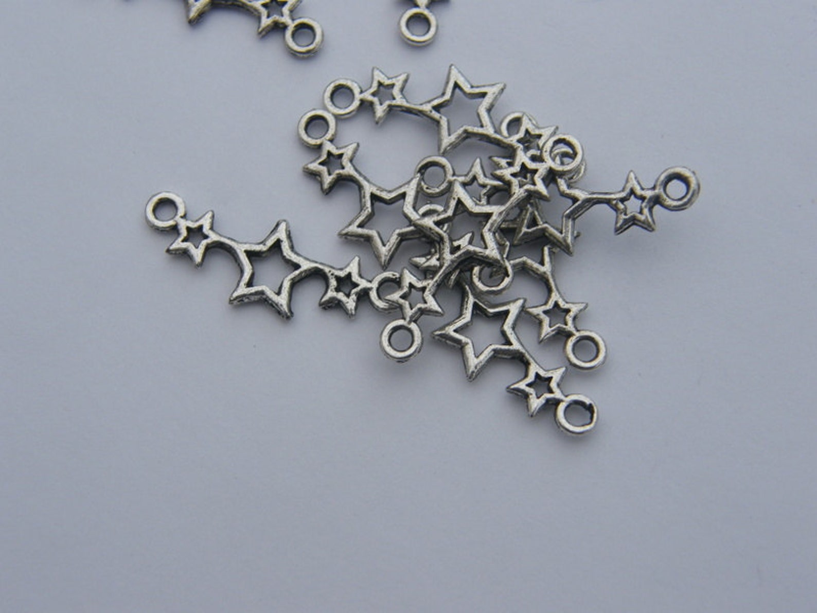 10 Star Connectors Antique Silver Tone S16 - Etsy