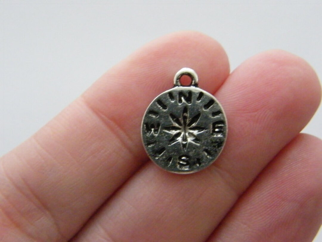 12 Compass Charms Antique Silver Tone FF451 - Etsy