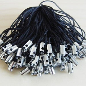 20 Cell Phone Straps or Cords 50mm Black and Silver - Etsy