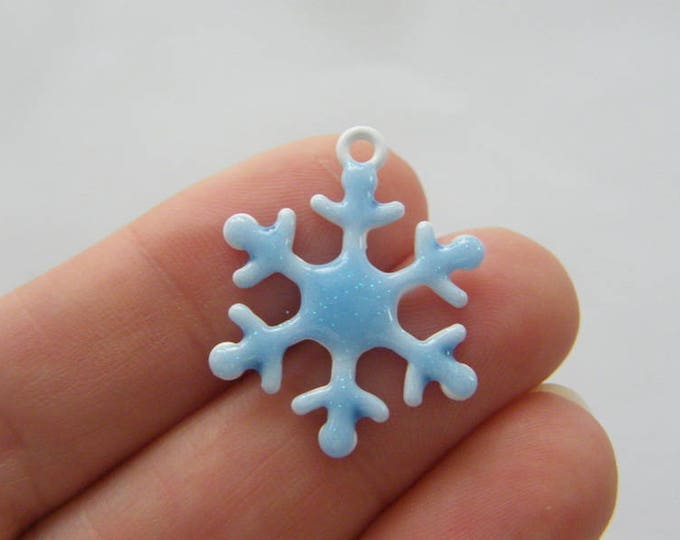 4 Snowflake Charms Blue and White Enamel Tone CT237 | Etsy