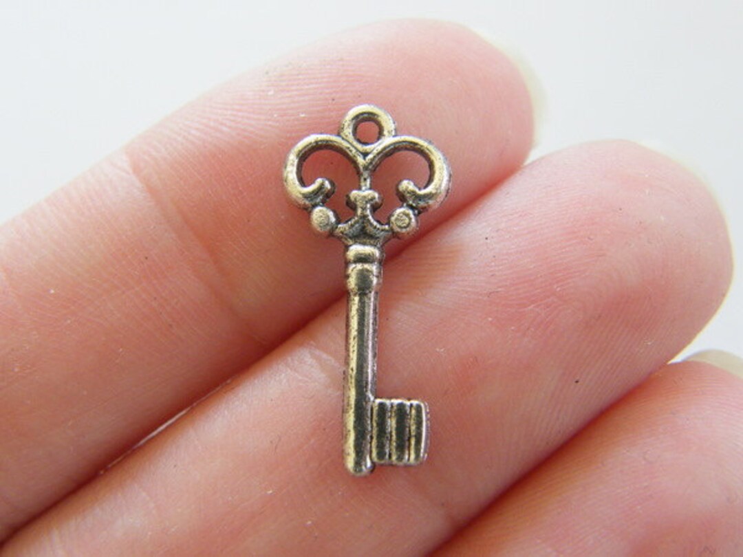 16 Key Charms Antique Silver Tone K4 - Etsy
