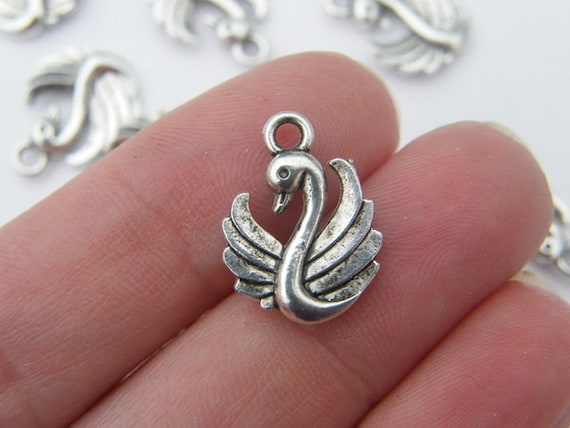 BULK 50 Swan Charms Tibetan Silver B9 | Etsy