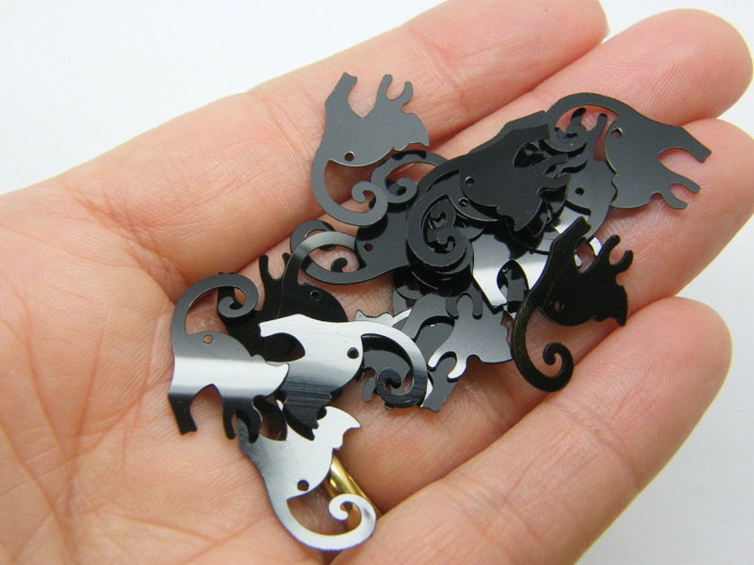 200 Black Cat Sequins PVC Plastic HC - Etsy
