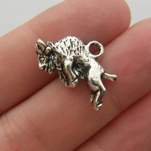 6 Buffalo Charms Antique Silver Tone A138 - Etsy
