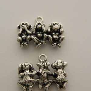 2 Monkey Charms Antique Silver Tone A206 - Etsy