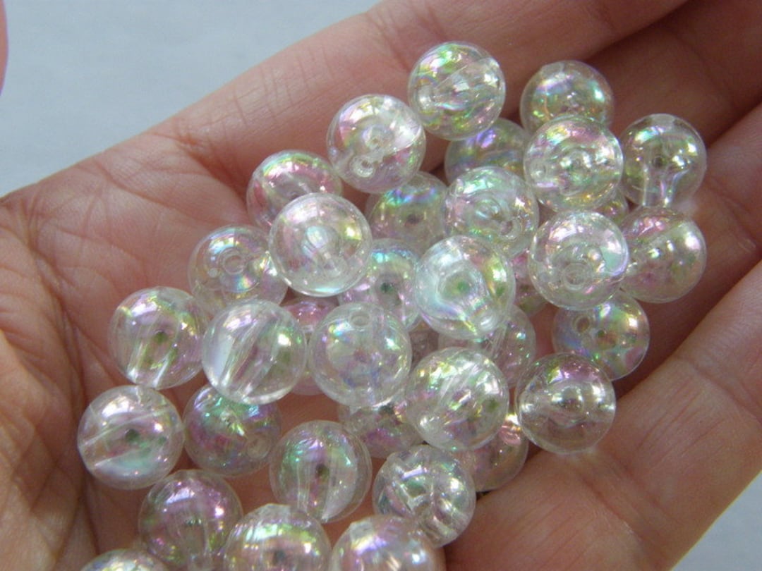 100 perlas transparentes AB 10 mm acrílico BB514 - Etsy España