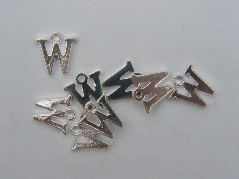 8 Letter W Alphabet Charms Silver Plated - Etsy