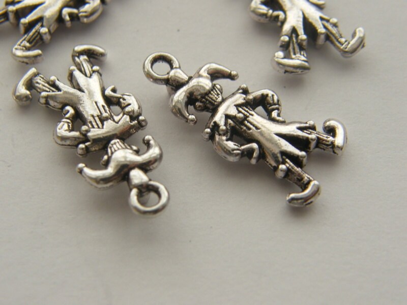 6 Jester Charms Antique Silver Tone P80 - Etsy