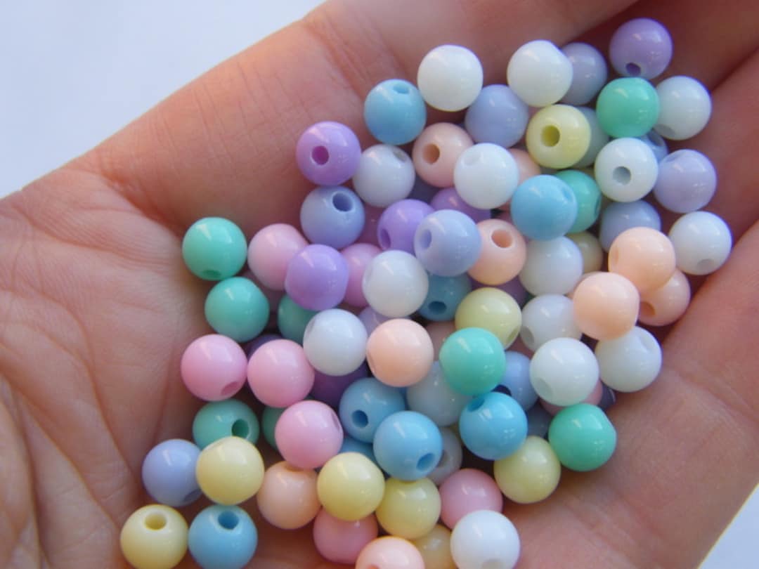 100 Random Pastel Coloured Beads 6mm Acrylic AB364 - Etsy