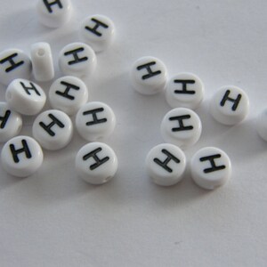 100 Letter H Acrylic Round Alphabet Beads White and Black - Etsy