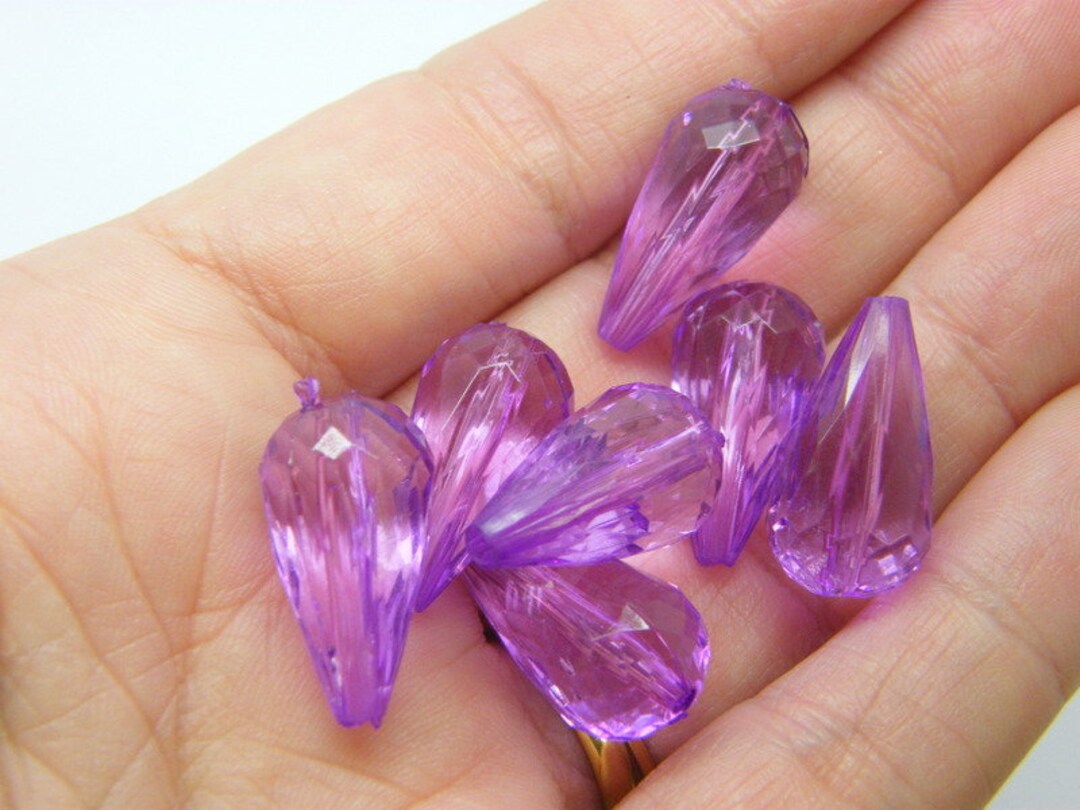 60 Orchid Purple Teardrop Beads Acrylic BB440 - Etsy UK