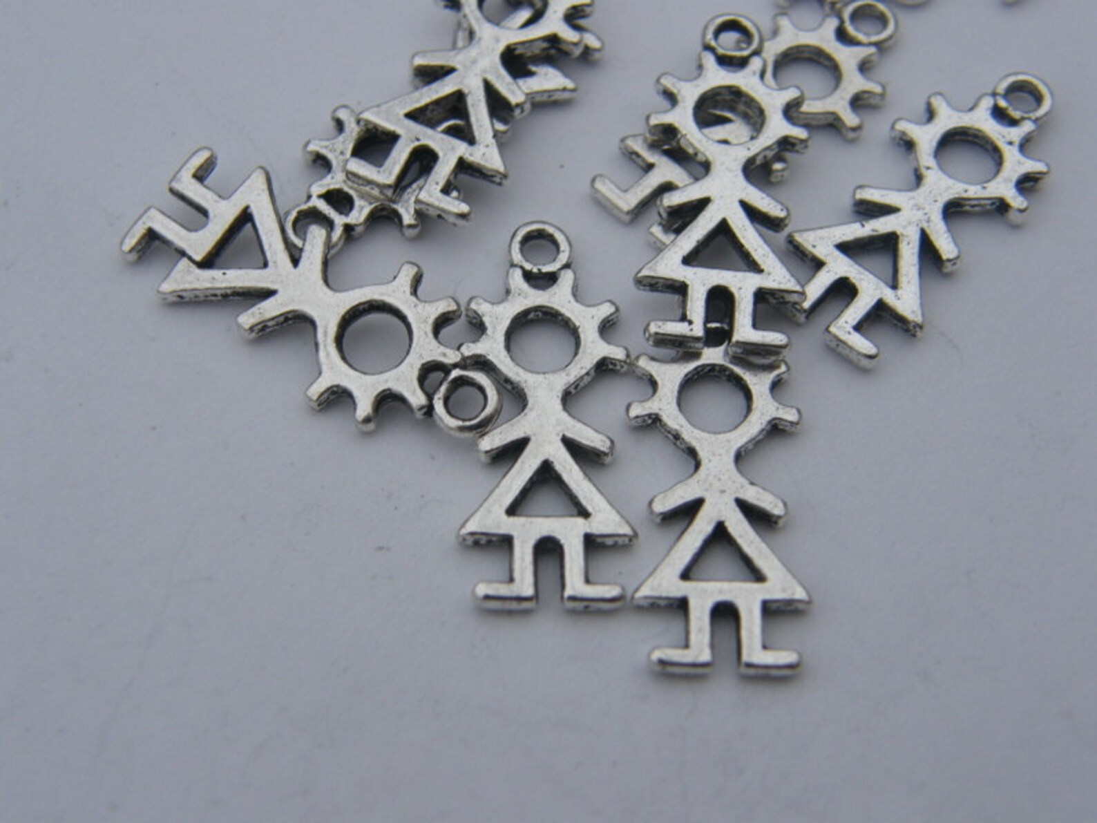 10 Stick Figure Girl Charms Antique Silver Tone P90 | Etsy