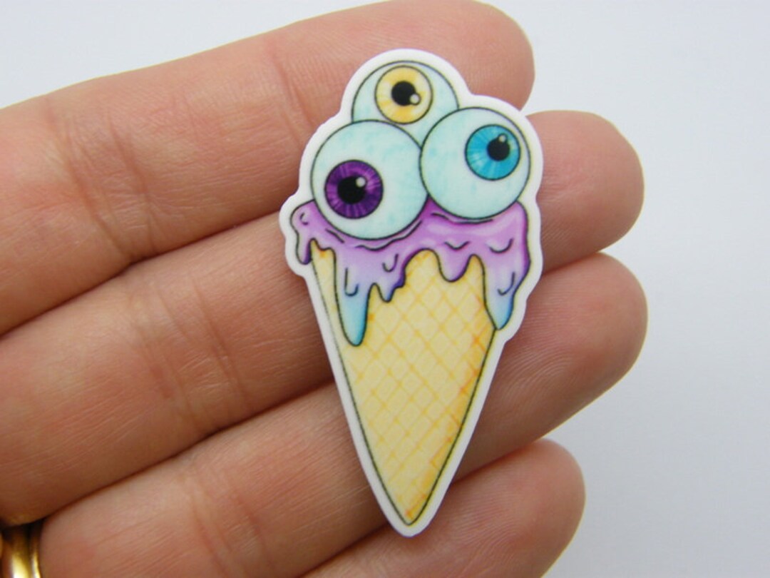8 Melting Eyeball Ice Cream Cone Embellishment Cabochons Resin HC537 - Etsy
