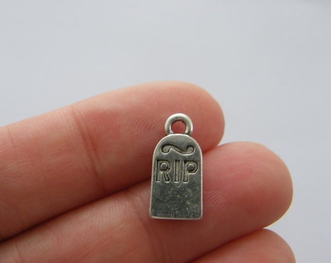 14 Gravestone RIP Charms Antique Silver Tone HC19 | Etsy