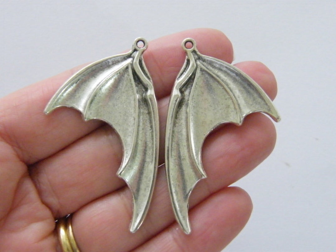 1 Bat Wing Pair Left and Right Pendant Antique Silver Tone HC277 - Etsy