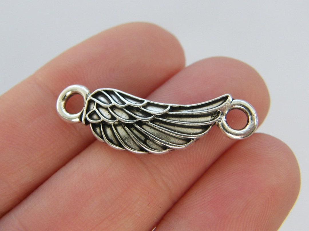 12 Angel Wing Connector Charm Antique Silver Tone AW132 - Etsy