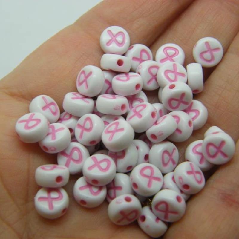 Pink Ribbon Beads - Etsy