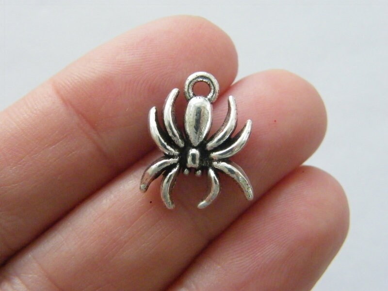 8 Spider Charms Antique Silver Tone HC137 - Etsy