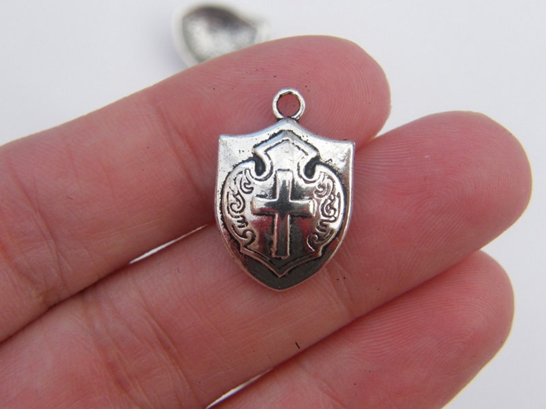 6 Shield Charms Antique Silver Tone SW40 - Etsy