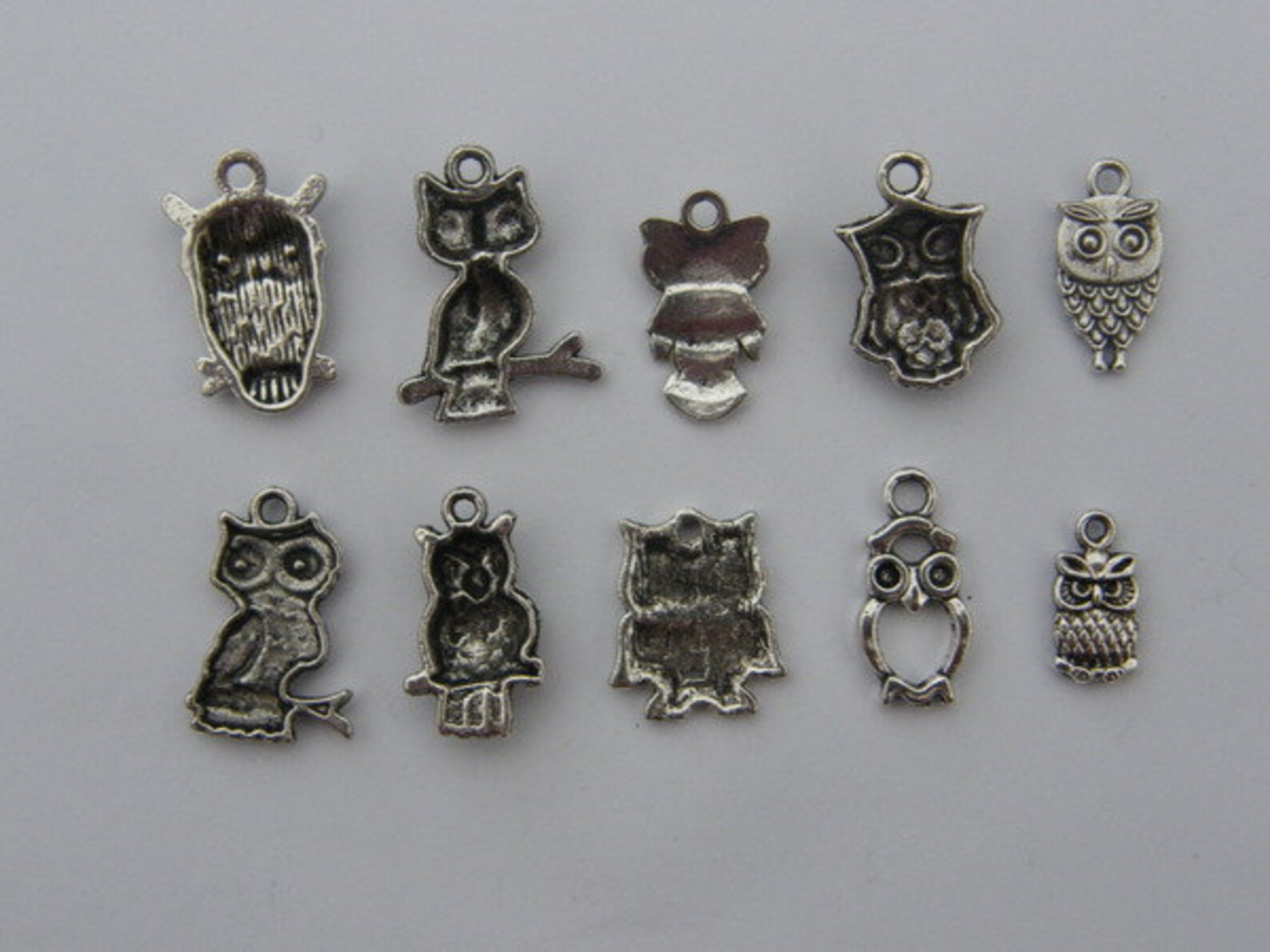 The Ultimate Owl Charms Collection - 10 Different Antique Silver Tone ...