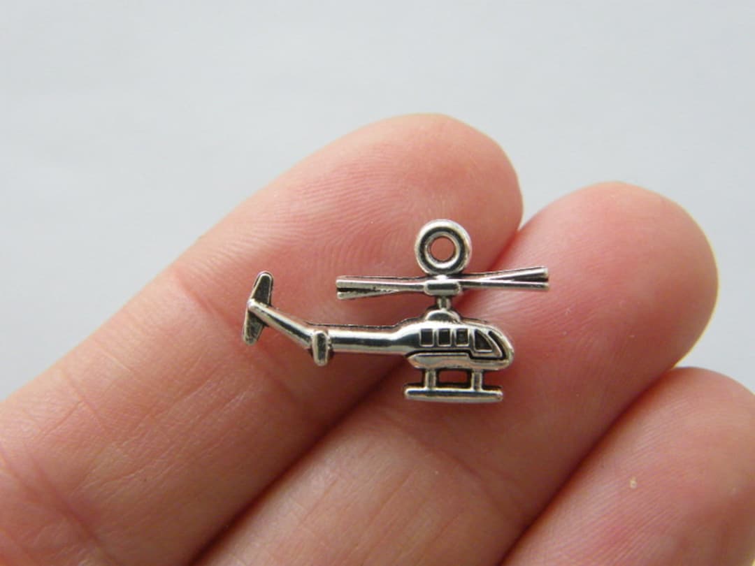 10 Helicopter Charms Antique Silver Tone TT12 - Etsy