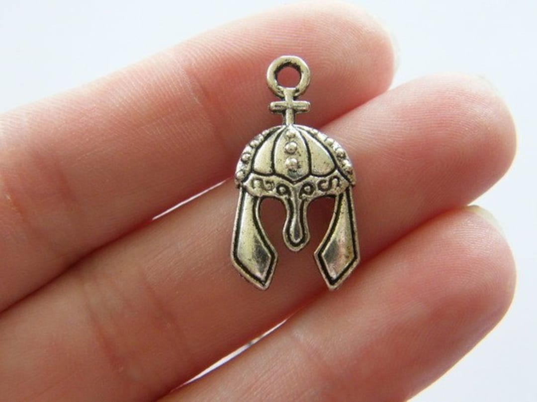 6 Medieval Helmet Charms Antique Silver Tone SW29 - Etsy