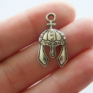 6 Medieval Helmet Charms Antique Silver Tone SW29 - Etsy