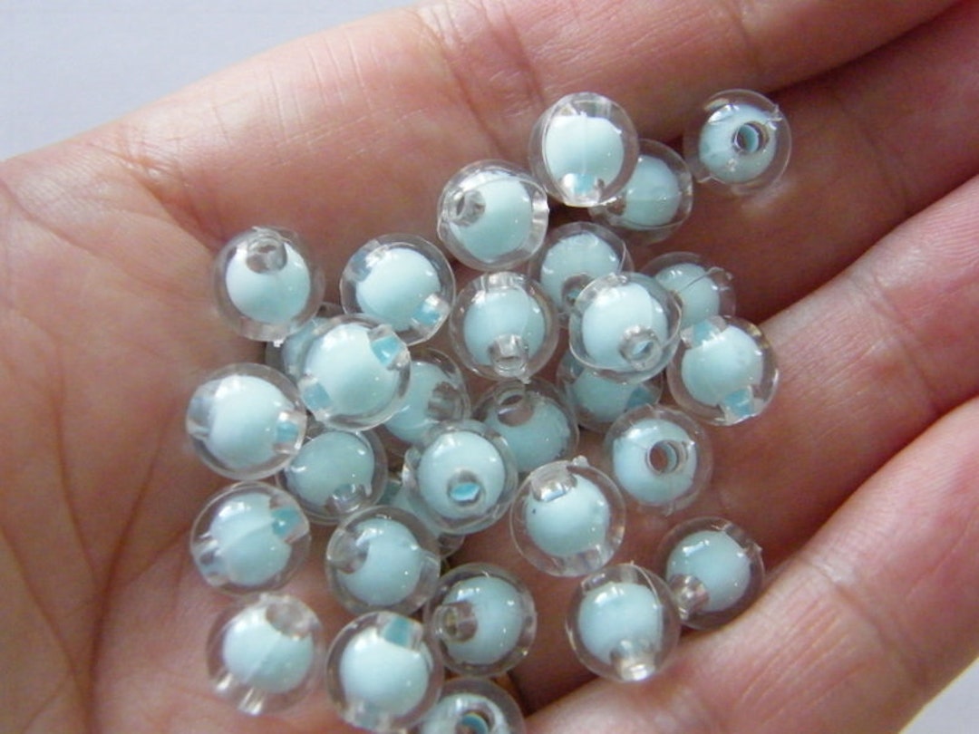400 Clear and Blue Inner Beads 8mm Acrylic AB39 - Etsy