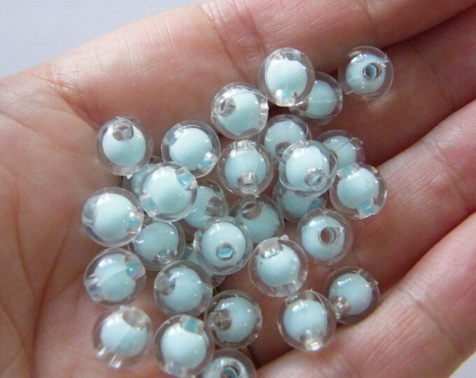 400 Clear and Blue Inner Beads 8mm Acrylic AB39 - Etsy