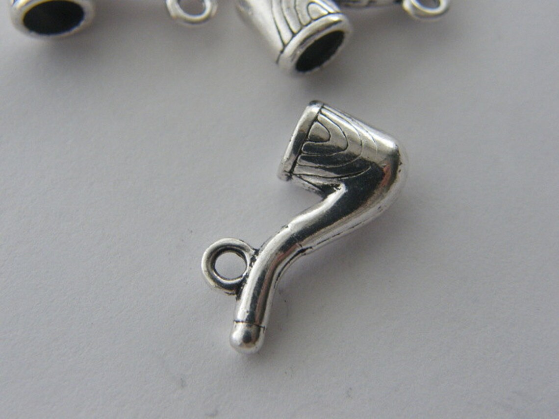 8 Pipe Charms Antique Silver Tone P44 - Etsy