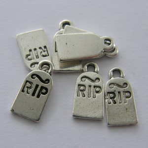 14 Gravestone RIP Charms Antique Silver Tone HC19 - Etsy