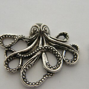 2 Octopus Connector Charms Antique Silver Tone FF252 - Etsy